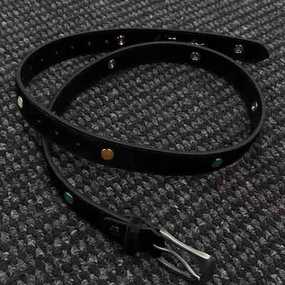 高级感24ss宝石马毛pu皮烫银色做旧搭扣腰带皮带 gemstone belt