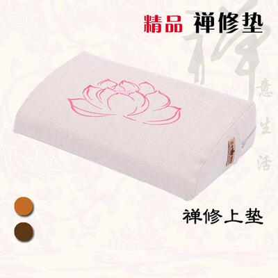 白描荷花打坐禅坐上垫透气诵经参禅跪拜椰棕丝亚麻布居士蒲团