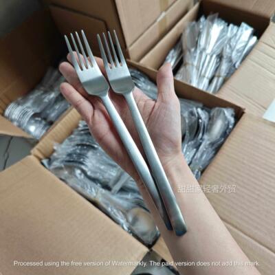 加厚不锈钢哑光拉丝叉勺筷套装 家用酒店西餐具美式工艺风主餐叉