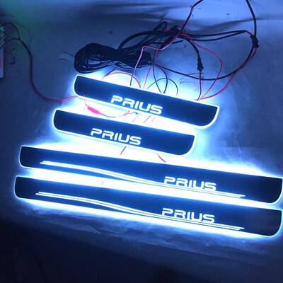 4片适用于丰田普锐斯 Prius流光动态门槛条 带LED灯迎宾踏板改装