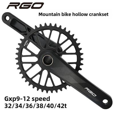 Rgo山地车曲柄数控超轻空心集成曲柄正、负齿单盘直接安装Gxp曲柄