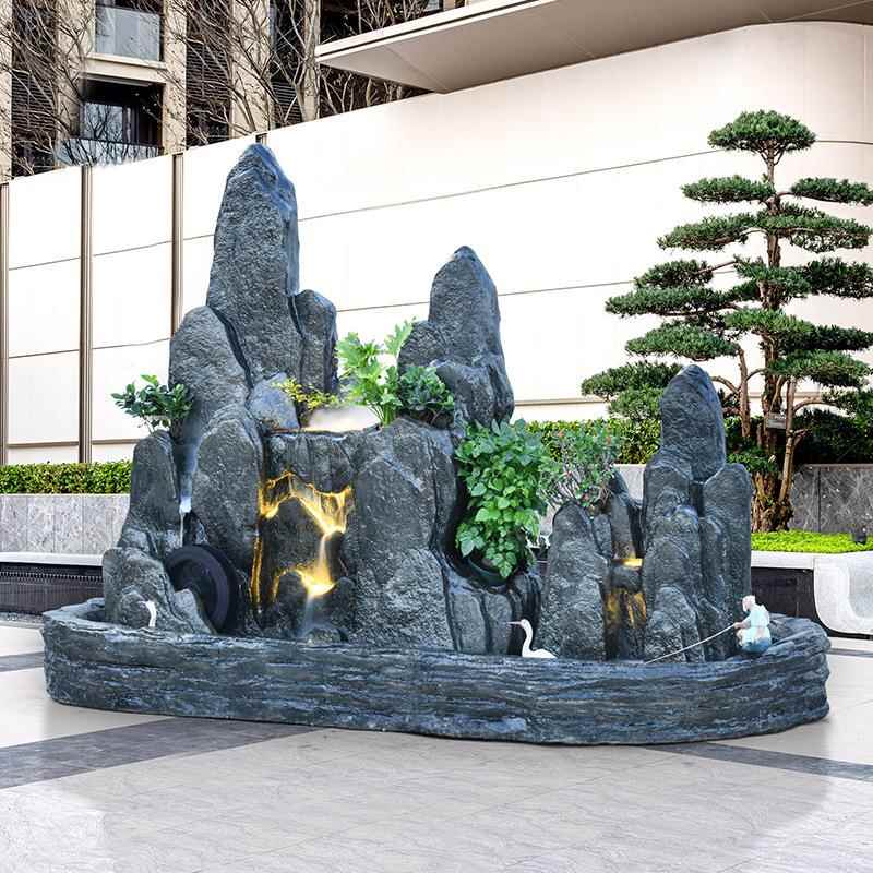 户外大型假山流水喷泉花园别墅鱼池造景家居摆件装饰庭院山水景观