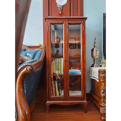美式实边木酒璃柜餐房边柜餐厅玻展示柜欧式书书柜组合ZG-65708家