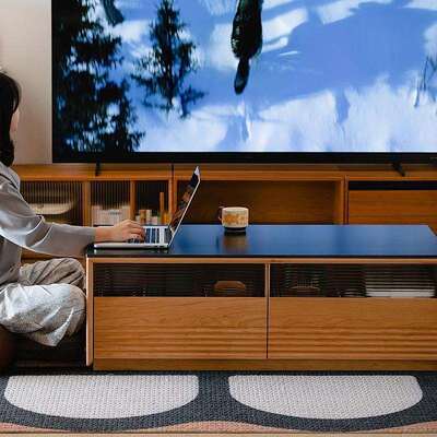 泽扬留岩茶几客厅实木落地茶桌樱桃木日式家用岩板小茶台餐桌两用