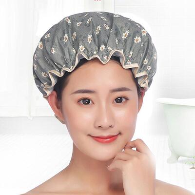 Double-layer Bathing Shower Cap, Head Cover for Kitchen to P