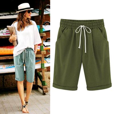 summer thin medium length large size casual shorts for women