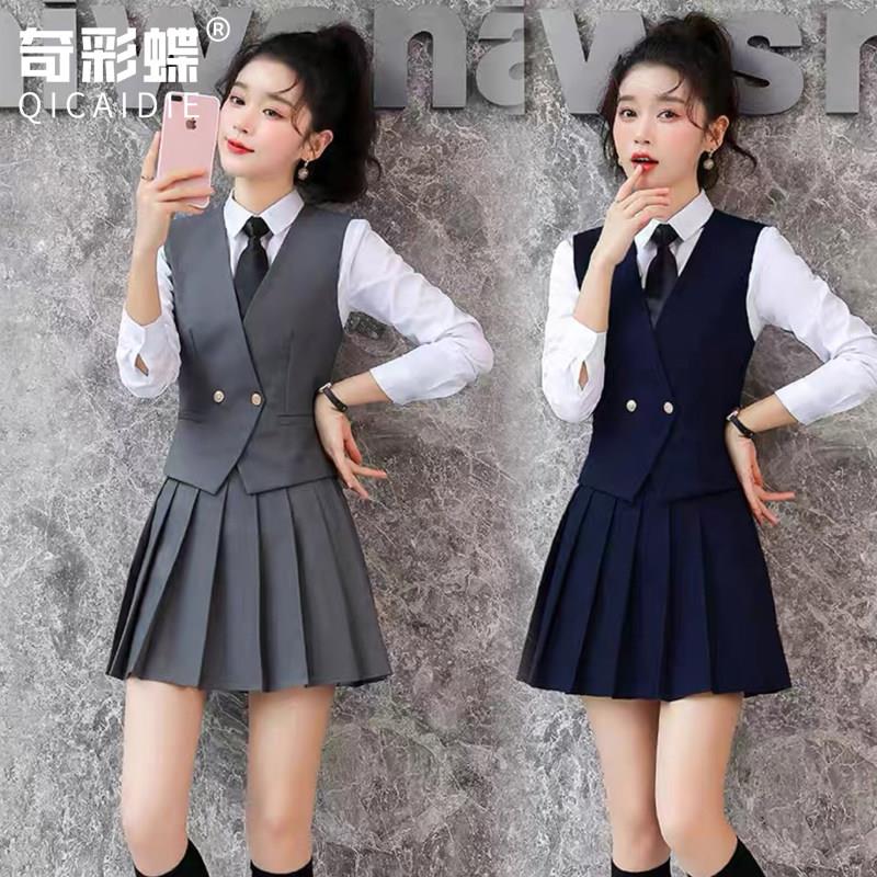新款职业马甲女马夹套装jk学生制服学院风台球KTV酒店工装前台秋