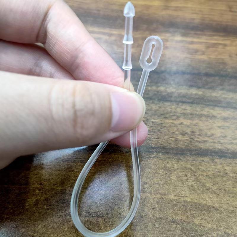 软胶针吊牌胶针挂线手穿针子母扣线绳标签绳吊粒透明弹力金线手工
