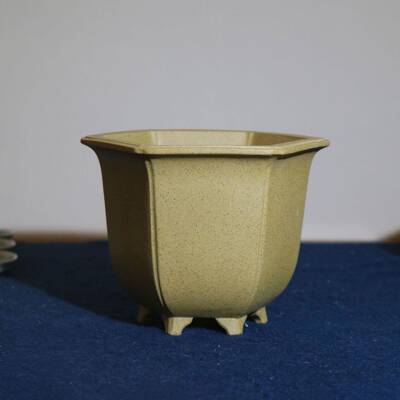 tb-88815紫微签砂花盆型手工盆盆景盆芝麻兰花盆段筒六方形兰盆苏