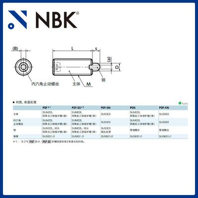 NBK PSF-SN  轻载SUS303不锈钢制氮化处理弹簧柱塞 机械厂家直供