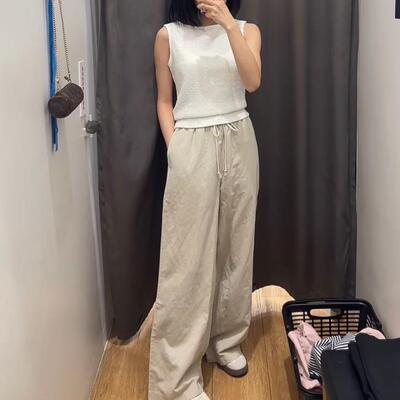 清仓捡漏！女装麻混纺舒适长裤常规款直筒裤休闲裤2026春夏482246