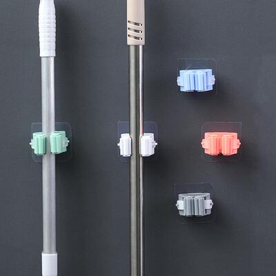 Wall-mounted Mop Hook Rack, No-drilling Required, Strong Fix