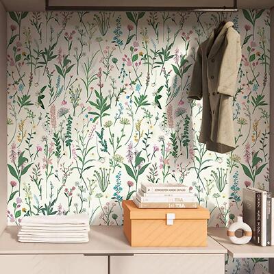 Floral Peel and Stick Wallpaper Vinyl Wallpaper Watercolor F