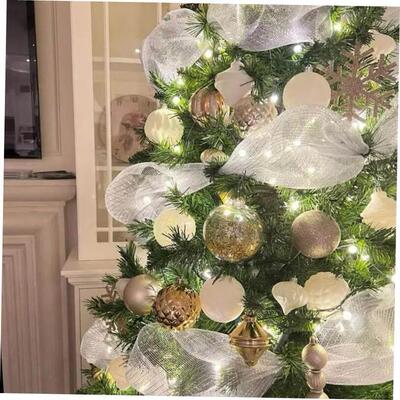 Christmas Gloss Glitter Mesh Ribbon Gift Wrapping Christmas1