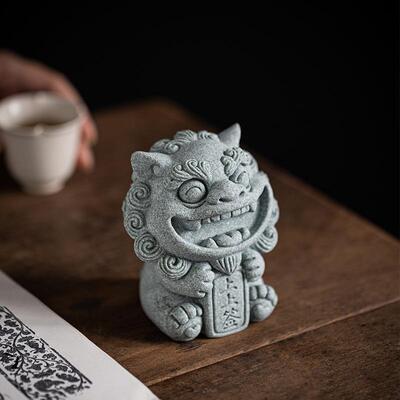 爷国CSZW-BJA潮风招青砂石风狮财摆创意家件居客厅办公室桌面鱼缸