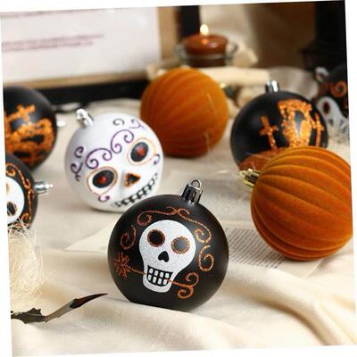 8cm Halloween Ball Hanging Decoration Painted Horror Skull