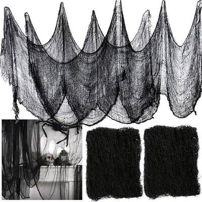 2/4m Horror Halloween Decoration Black Gauze Artificial Spid