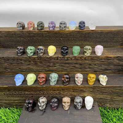 2.8公分 天然石精雕骷髅头 半宝石迷你小骷髅头 crystal skulls