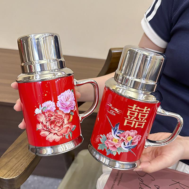 覆古创意保温杯大容量水杯结婚礼物情侣水壶老式杯子个性搞怪伴手