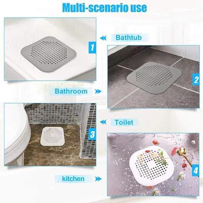 Square Drain Cover for Shower Drain Hair Catcher Flat Silic