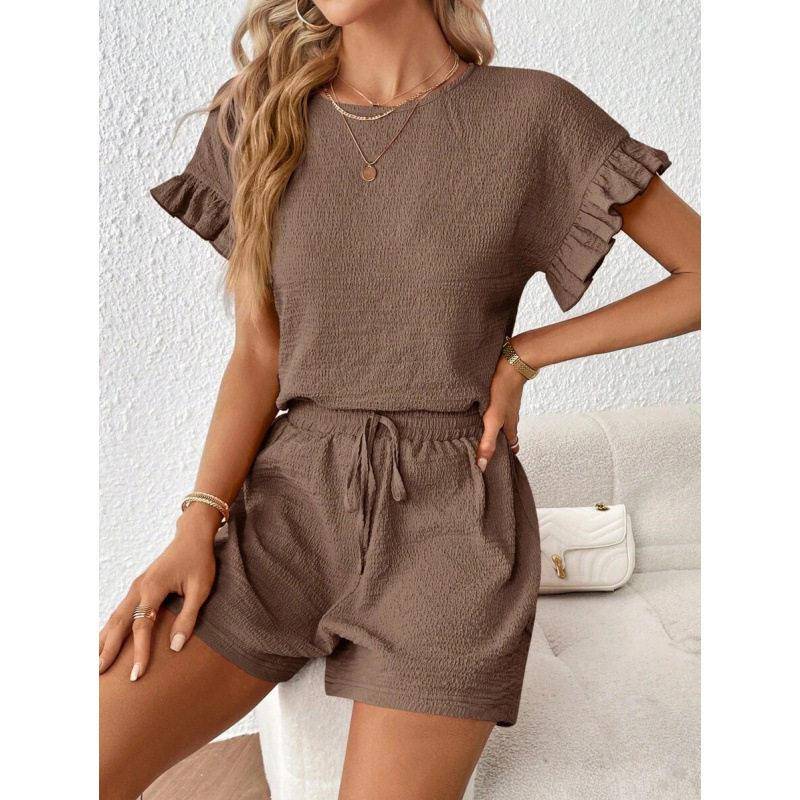 V 32614 Ruffle vacation two-piece set 荷叶边度假两件套装