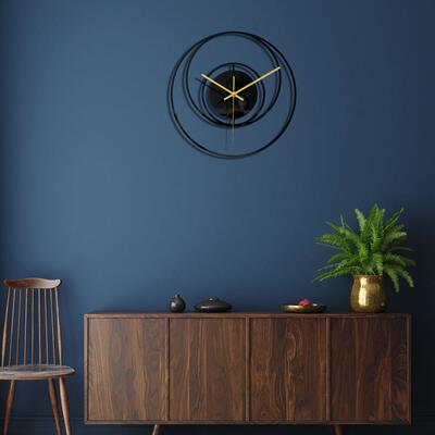 CC307跨境立体黑色亚克力挂钟卧室客厅家居装饰圆形简约墙贴钟3mm