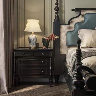 法式复古木床式公主床高藤编0814软实包双人床端别美墅婚床可