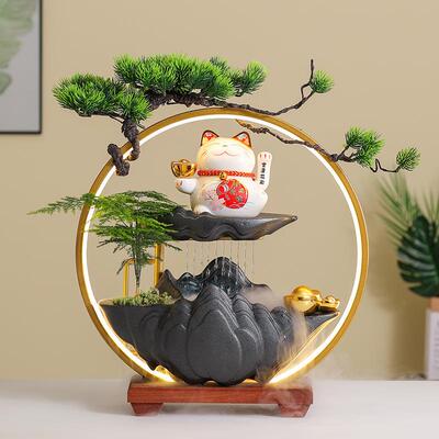 开业厅送礼物办招财猫摆件UAP自动招手前循台入户客公室环流水装