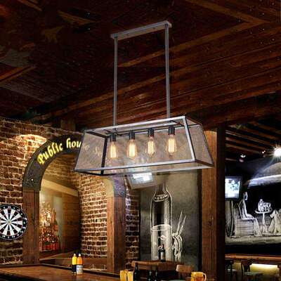 式复古lof工业风梯形DY015纱网吊灯创意餐厅美厅服装店咖客t啡厅