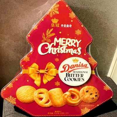 皇冠丹麦曲奇132g*2圣诞节饼干铁盒高档圣诞树树形礼盒