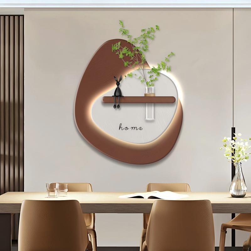 客厅家用餐厅轻奢艺术挂画实木雕刻水培绿植砂岩装饰画简约壁画