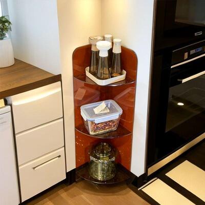 亚克力三架落地置物架浴转角收纳角书架卧43245室拐角柜多层室靠