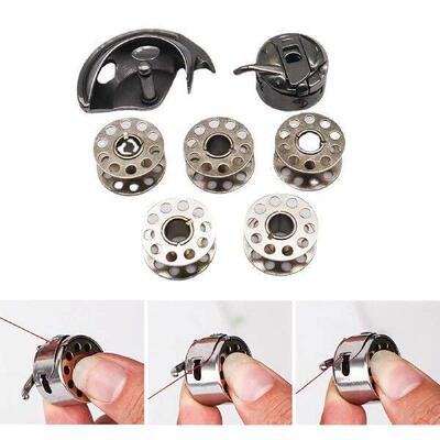 7PCS Metal Bobbins & Shuttle Set for Embroidery Sewing