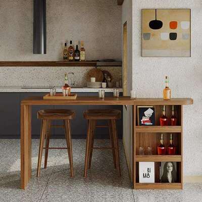 高脚酒吧台隔断酒柜北欧简约风家用阳台实木吧台长桌厨房岛台商用