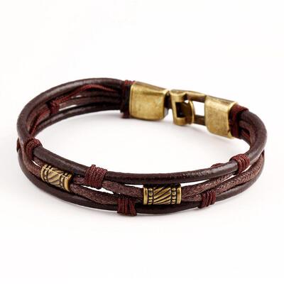 Bracelet Multilayer Leather bangle wristlet外贸欧美风手炼新