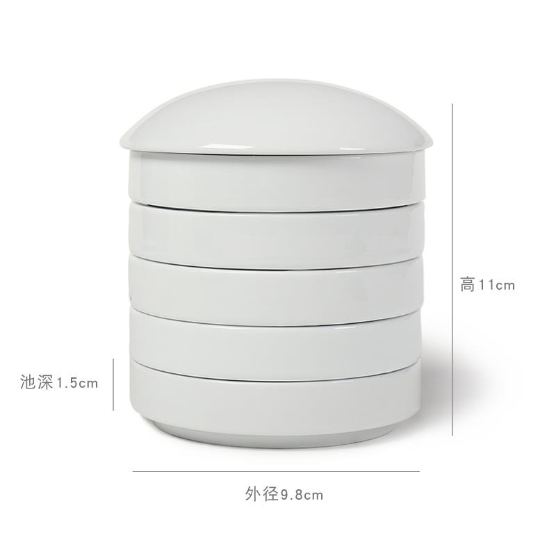 高档景镇 手陶绘 青花五层德瓷墨碟国画 画调色盘碟 陶瓷调色盘