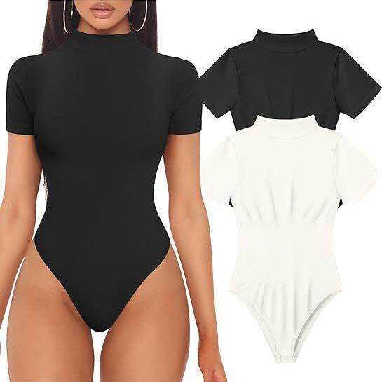 Ribbed high neck short sleeved top yoga jumpsuit瑜伽连体衣女