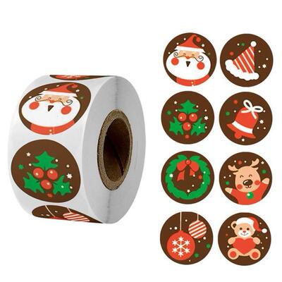 500pcs Merry Christmas Stickers Christmas Tree Elk Candy Bag