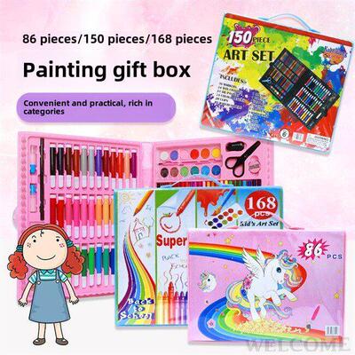 children watercolor pencil painting set gift box paintbrush