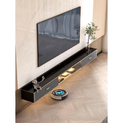 轻奢悬电视柜XQE承式柜悬空轻奢茶几组重合实挂木岩欧板成品悬浮