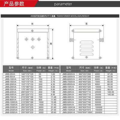 JMB低压照明JMB（全行灯变压器工业380V变362V/4V铁4箱20V变36V/2