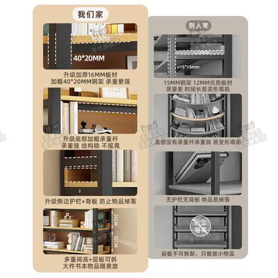 简约钢制书架地多2层收260317纳置物架20落6新款客厅储书物柜家用