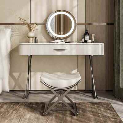 式简轻岩板梳妆台卧室现代SZT-008简约创意网奢红意化极妆台设计