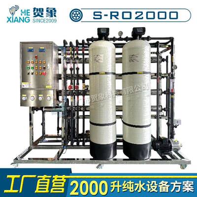 大型工业用ro反渗透水处理设备2000L去离子水纯水机净水器2吨厂家