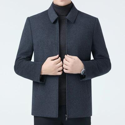 男士外羊绒翻领大中年商务休闲干部装冬加厚鸭绒内季胆衣8506羊毛