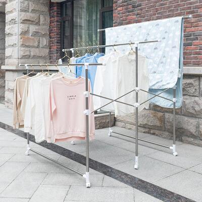 晾阳衣架落地折叠不晾锈钢台升降0388B和0晒折衣架晒被架移动衣杆