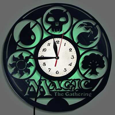 魔法风云会Magic The Gathering黑胶唱片挂钟 万智牌创意时钟夜灯