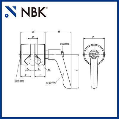 NBK FGCFA-B铝制夹紧手柄型自由交叉型夹块