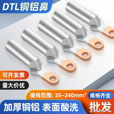 DTL小头铜铝线鼻子断路器接线端子过渡连接头35/50/70/95平方线耳