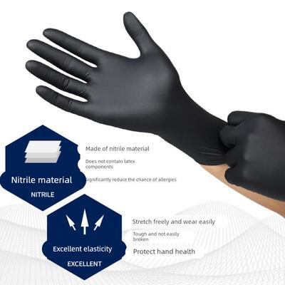 DisXposable nitrile latex gloves rubber black with extra li